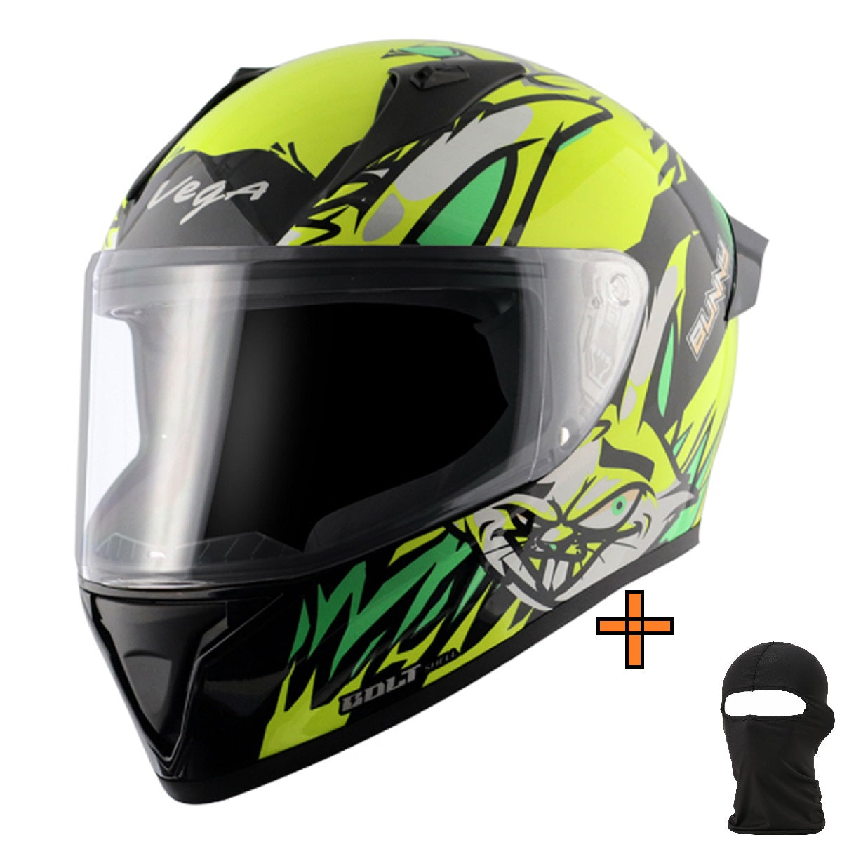Bolt Bunny Black Neon Yellow Free Balaclava Mask – HELMETWALA.COM